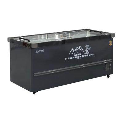 China Double Door Deep Island Freezer Horizontal Supermarket Display Freezer 360L for sale