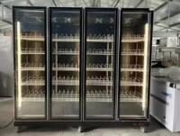 China Upright Beverage Display Showcase Supermarket Drinks Cooler Air Cooling High Quality Two Door Refrigerator Glass for sale