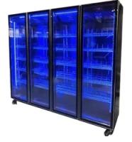 China Upright Beverage Display Showcase Supermarket Drinks Cooler Air Cooling High Quality Two Door Refrigerator Glass for sale