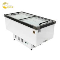 China Single Temperature Sliding Deep Freezer CE Certified Freezer Chest Glass Top Double Door for sale
