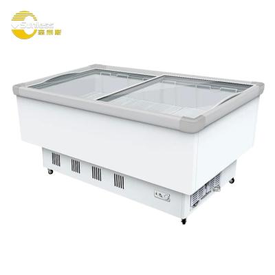China Glass Door Frozen Display Freezer LED Light Commercial Ice Cream Cooler Direct Cooling for sale