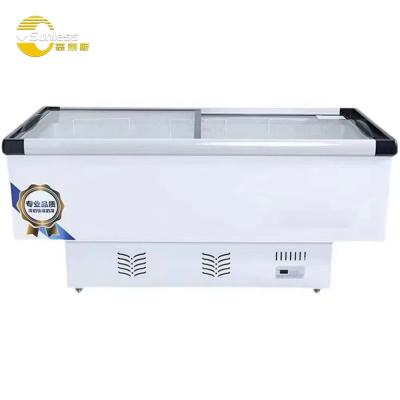 China Direct Cooling Display Chest Freezer Sliding Door Commercial Ice Freezer for sale