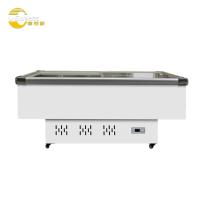 China Single Temperature Flat Top Display Freezer Double Door Sliding Chest Freezer for sale