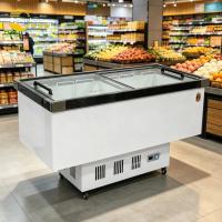 China Double Door Flat Top Display Freezer Single Temperature Chest Freezer Refrigerator for sale