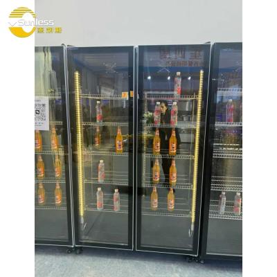 China Commercial Supermarket 1/2/3/4 Beverage Beer Cooler Glass Door Upright Freezer Adjustable Shelves Display Refrigerator for sale