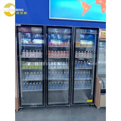 China Commercial Supermarket Beer Beverage Cooler Glass-Door Showcase Wine Display Refrigerator Fridge for sale