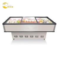 China 2500mm Supermarket Refrigeration Cabinets 200L - 710L Glass Chest Freezer Sliding Door for sale