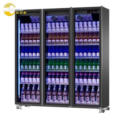 China Commercial Frigo Double Door Beer Refrigerator Glass Door Fridge Display Vertical Freezer for sale