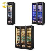China Electric Glass Door Beverage Cooler 220V / 50Hz Upright Fridge Freezer for sale