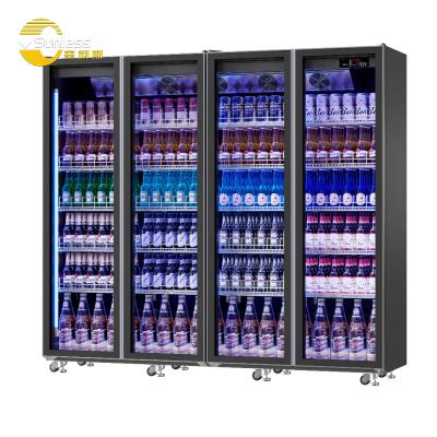 China 510L Front Door Refrigerated Drinks Beer Refrigerator Upright Showcase for sale