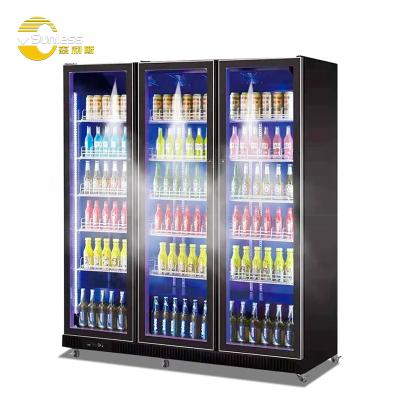 China Vertical Drinks Display Fridge Air Cooling Commercial Glass Door Refrigerator for sale