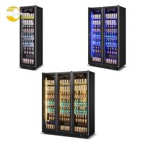 China Air Cooling Beer Display Refrigerator Upright Glass Door Beverage Fridge for sale