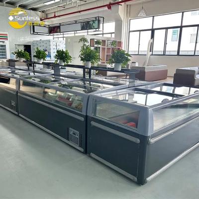 China Supermarket Combined Island Refrigeration Equipment Meat Food Fridge Display Freezer Deep Chest Freezer Refrigerator for sale