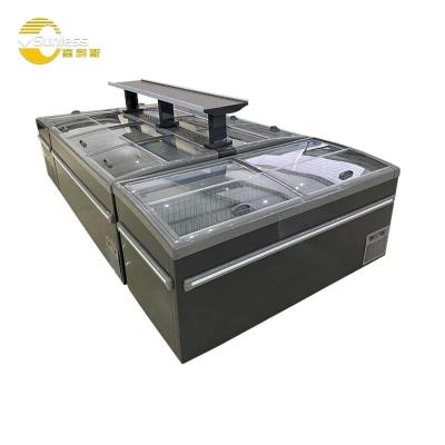 China Top Open Sliding Door Combined Island Cabinet Carel Controller Refrigerator for Supermarket for sale