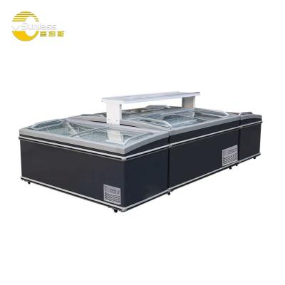 China Hot Sales Commercial Supermarket Frozen Food Cabinet Open Top Combined Deep Island Cabinet Refrigerator for sale