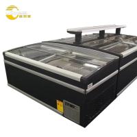 China Visual Window Sliding Glass Top Freezer Thermostat Auto Defrost Island Freezer 600L for sale