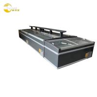 China Auto Defrost Combined Island Freezer Double Doors Chest Display Freezer Sliding Door for sale