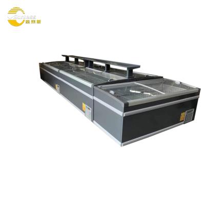 China Auto Defrost Combined Island Freezer Double Doors Chest Display Freezer Sliding Door for sale