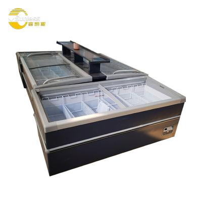 China Direct Cooling Combined Island Freezer 340W - 560W Frozen Food Display Freezer 600L - 1000L for sale