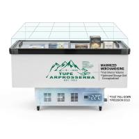 China Commercial Horizontal Island Freezer Glass Door Display, Large Capacity -18 Freezing for Supermarket for sale
