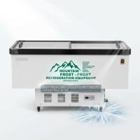 China Commercial Freezer Refrigerator Open Glass Door 220V Supermarket Island Flat Deep Freezer Cooler Compressor Type Climate Chiller for sale