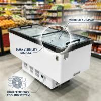 China 200L - 710L Flat Top Display Freezer Sliding Door Glass Top Chest Freezer CE Certified for sale