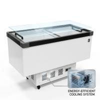China 200L - 710L Flat Top Display Freezer Sliding Door Glass Top Chest Freezer CE Certified for sale