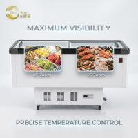 China CE Certified Flat Top Display Freezer Double Door Commercial Glass Top Freezer for sale