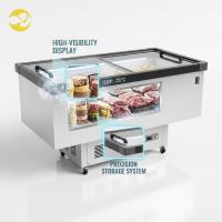 China CE Certified Flat Top Display Freezer Double Door Commercial Glass Top Freezer for sale