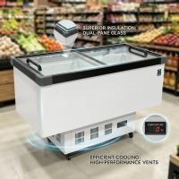 China Direct Cooling Glass Top Commercial Freezer Glass Door Top Glass Freezer for sale