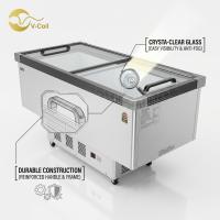 China CE Certified Flat Top Display Freezer Double Door Commercial Glass Top Freezer for sale