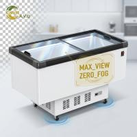 China Sliding Door Flat Top Display Freezer Single Temperature Glass Top Display Freezer for sale