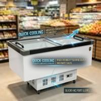 China Commercial Supermarket Large Capacity Glass Door Display Horizontal Frozen Food Freezer Glass Door Horizontal Refrigerator for sale