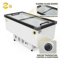 China Sliding Door Flat Top Display Freezer Single Temperature Glass Top Display Freezer for sale