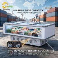 China Commercial Freezer Island Cabinet Glass Top Chest Freezer Refrigerator for Ice Cream Supermarket for sale