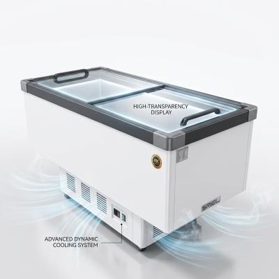 China Direct Cooling Glass Top Commercial Freezer Glass Door Top Glass Freezer for sale