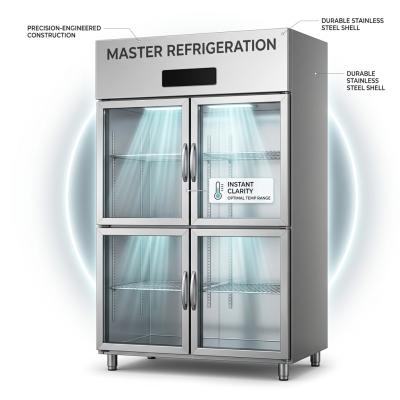 China Catering Commercial Upright Refrigerator 4 Door Stainless Upright Freezer for sale