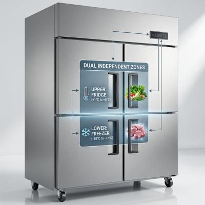 China Six Door Commercial Upright Freezer Kitchen Stainless Steel Upright Freezer 1400L for sale