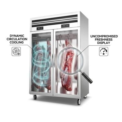 China Double Temperature Meat Display Cooler 2100L Fresh Meat Display Chiller 650W for sale
