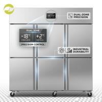 China Dual Temp Commercial Upright Freezer Direct Cooled Four Door Fridge Freezer Movable for sale