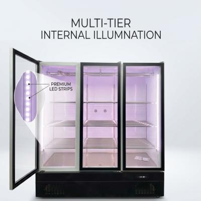 China 2800L 750W Meat Hanging Fridge Smart Control Meat Display Fridge Swing Door for sale