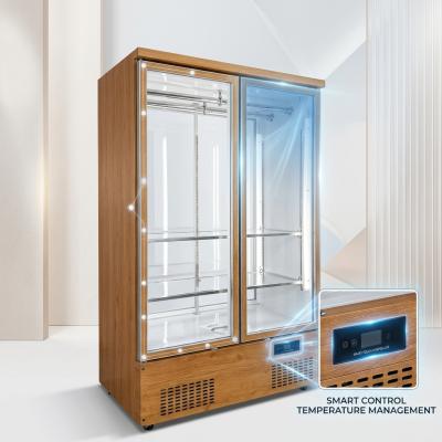 China Double Temperature Meat Hanging Fridge 500L Fresh Meat Showcase Mobile for sale