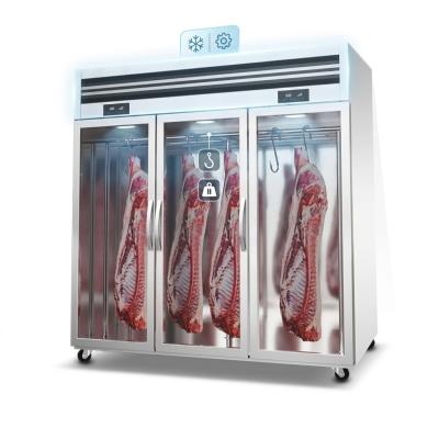 China Vertical Commercial Meat Display Cases Hanging Design Fresh Meat Display Fridge for sale