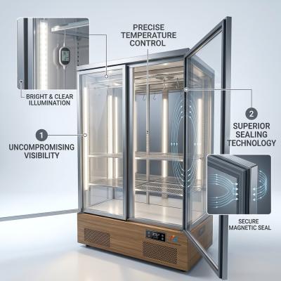 China Customized Meat Hanging Fridge 2800L Meat Showcase Refrigerator Three Door Eco Friendly for sale
