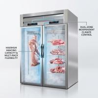 China Modular Meat Hanging Fridge Durable Meat Display Cabinet Double Door for sale