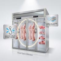 China Double Temperature Meat Hanging Fridge 500L Fresh Meat Showcase Mobile for sale