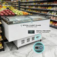 China Double Door Chest Deep Freezer Direct Cooling Chest Display Freezer Sliding Glass Lid for sale