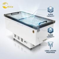 China Single Temperature Sliding Deep Freezer CE Certified Freezer Chest Glass Top Double Door for sale