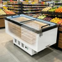 China 1040 Liter Flat Top Display Freezer Single Temperature Glass Door Display Freezer for sale