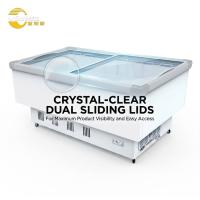 China Single Temperature Sliding Deep Freezer CE Certified Freezer Chest Glass Top Double Door for sale
